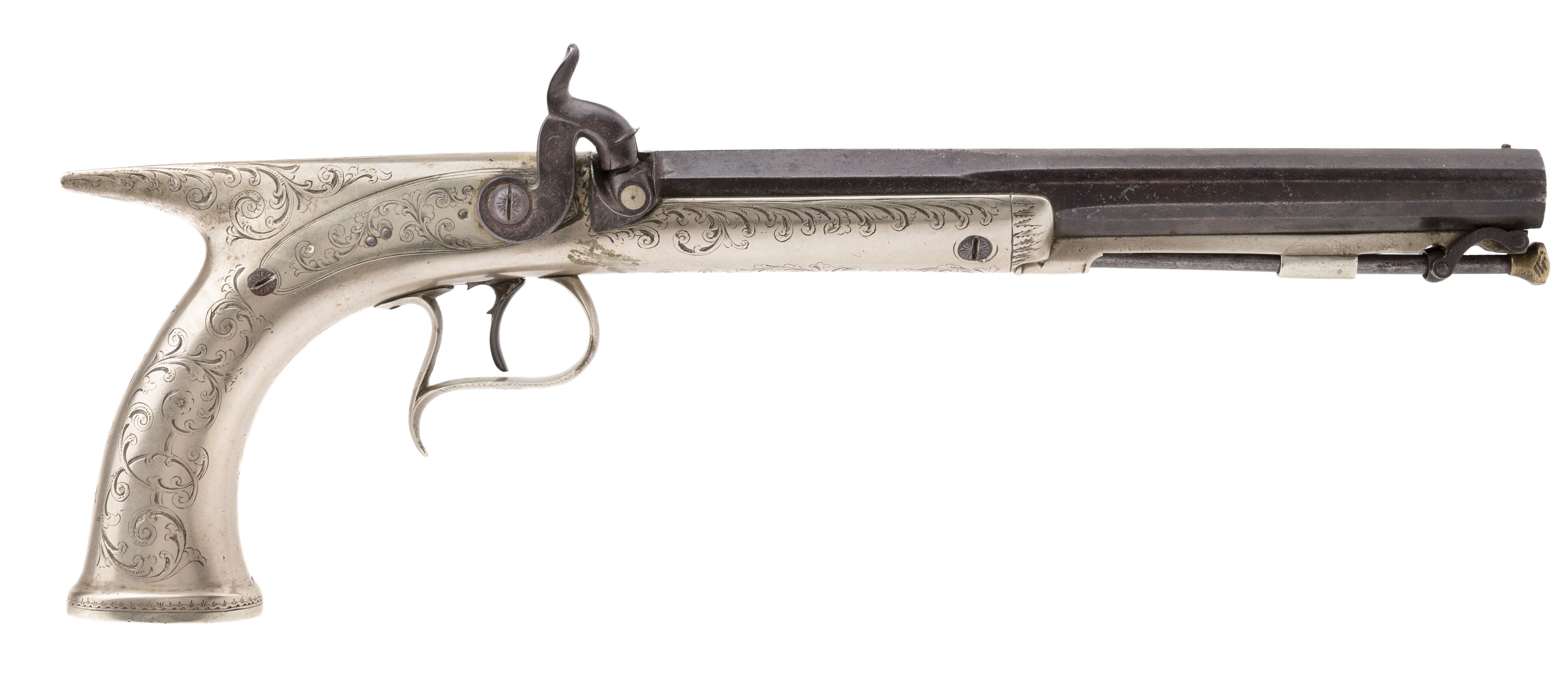 Large All Metal Saw Handle Percussion Pistol with American Motifs ...