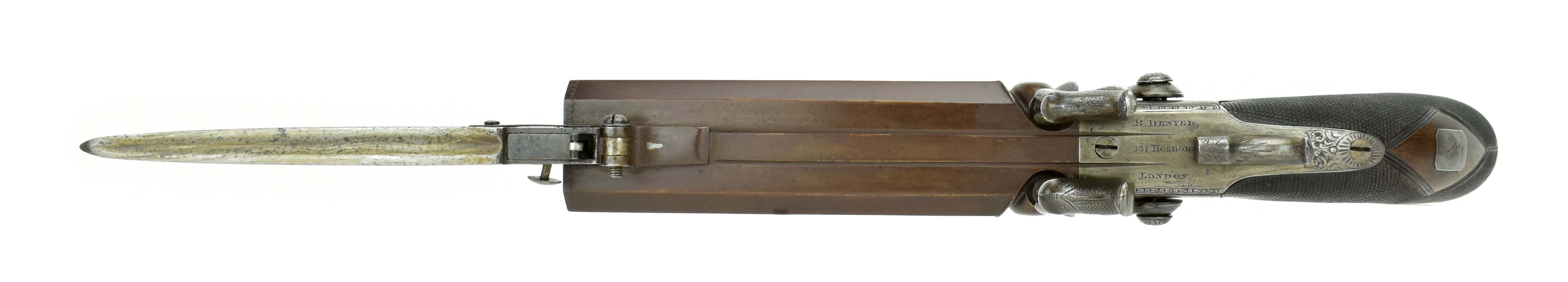 English Double Barrel Spring Dagger Percussion Pistol (AH2600 ...