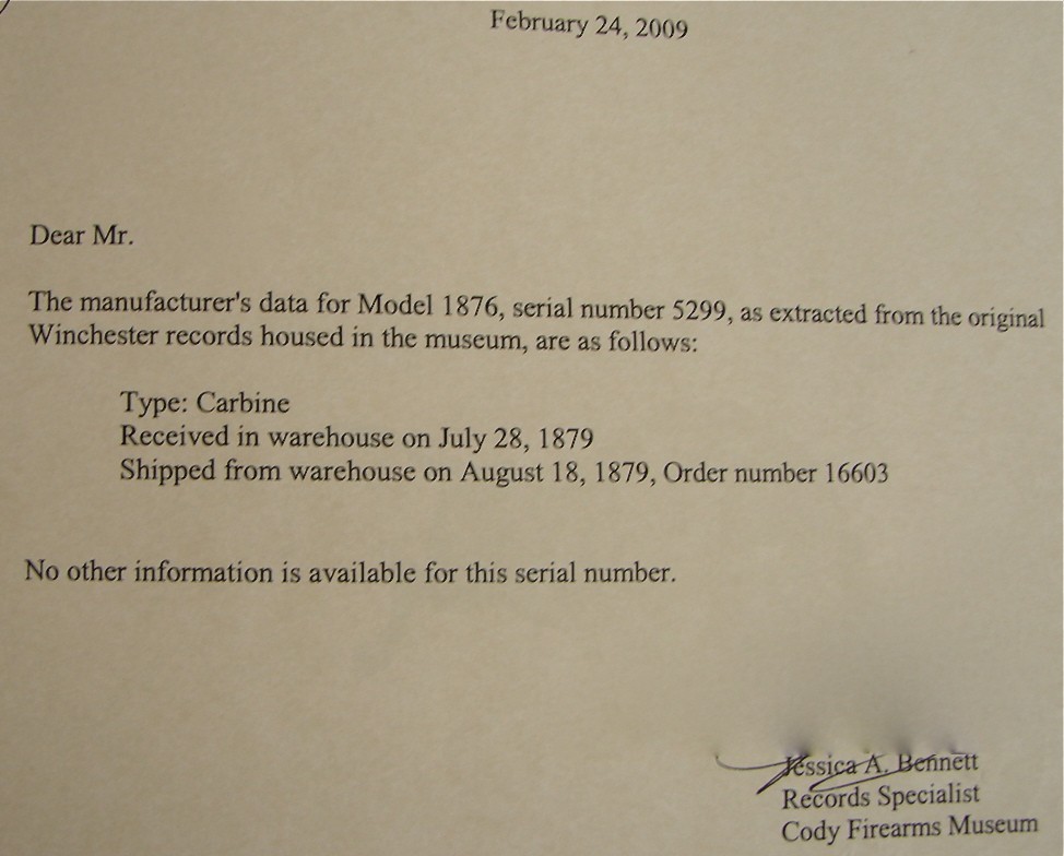 Winchester 1876 .45-75 caliber saddle ring carbine. Gun was made in ...