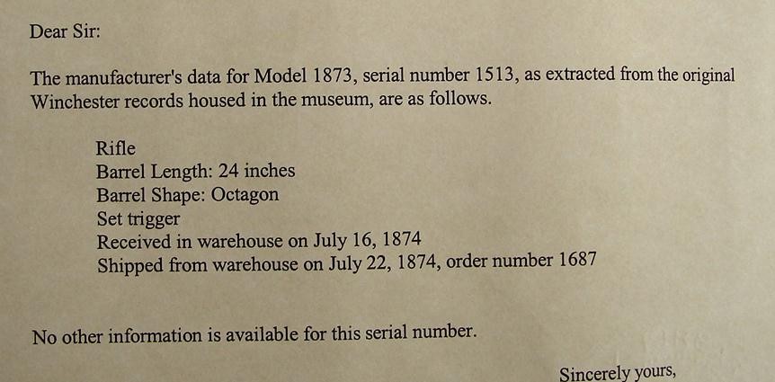 Rare Winchester Early 1873 1st model rifle with raised thumbprint dust ...