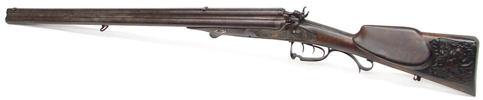 German Very Unusual 3 Barrel gun, but not a usual drilling. Gun has a ...