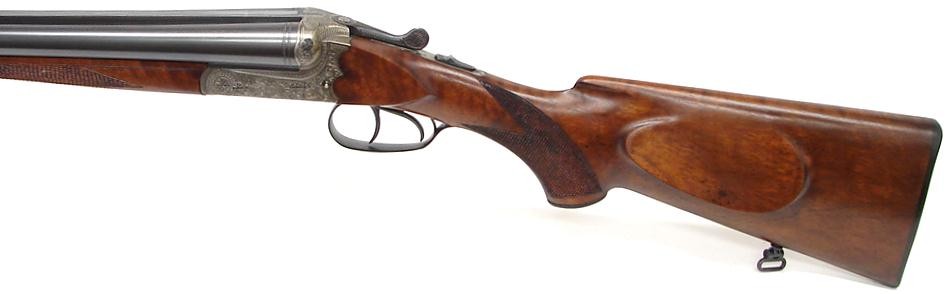 Merkel 147E 12 gauge shotgun. Post-war SxS field gun with game scene ...