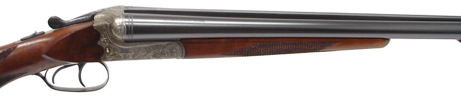 Merkel 147E 12 gauge shotgun. Post-war SxS field gun with game scene ...