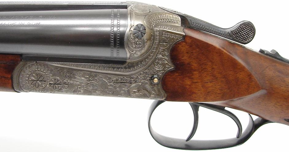 Merkel 147E 12 gauge shotgun. Post-war SxS field gun with game scene ...