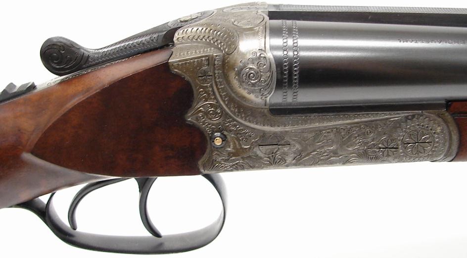 Merkel 147E 12 gauge shotgun. Post-war SxS field gun with game scene ...