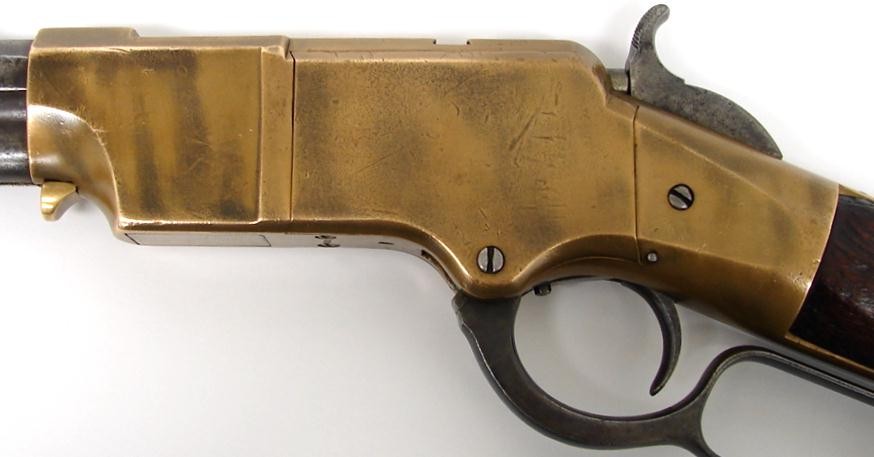 Henry 1st model rifle in 24xx serial number range. Has mustard color ...