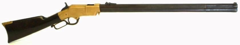 Henry rifle. Nice sharp rifle with blue-brown patina. Nice color brass ...