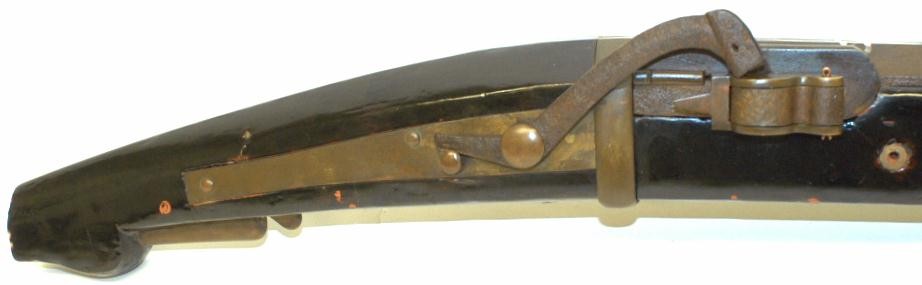Japanese Temple Gun Matchlock with signed barrel. Silver on barrel and ...