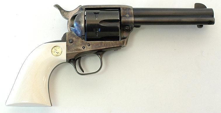 Colt Single Action 2nd Generation 45 caliber revolver with ivory grips ...