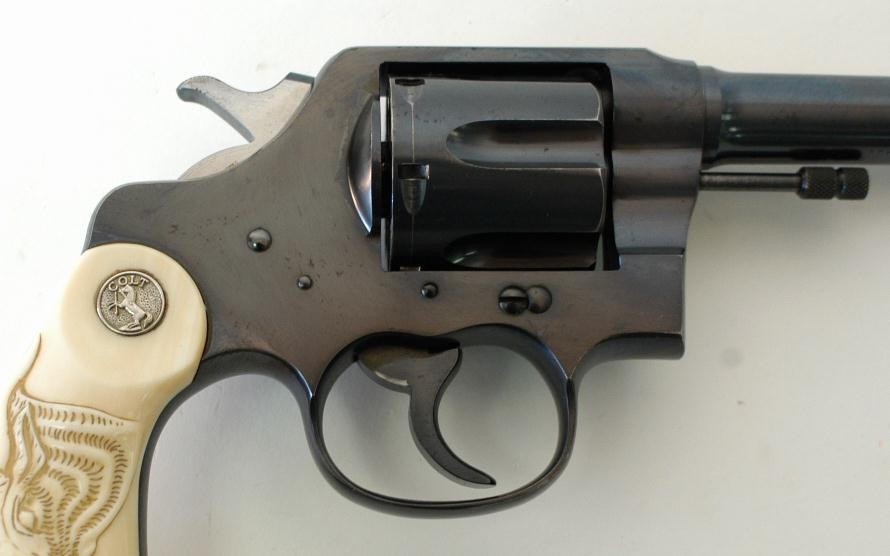 Colt New Service .44-40 caliber revolver with factory carved steerhead ...