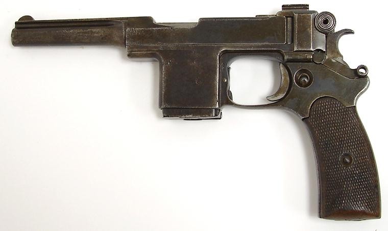 Bergmann Mars 9mm Bayard Long caliber pistol with 40-50% thinning blue. Very scarce Bergmann ...