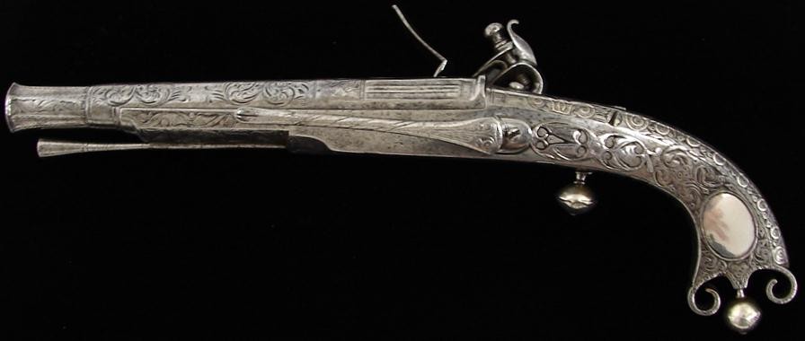 Scottish All Metal Flintlock pistol with ramshorn butt by John Campbell ...