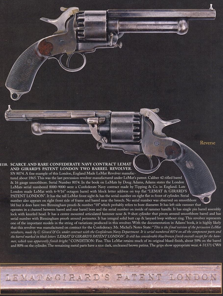 Rare Confederate Navy Le Mat revolver from the renown Ben Michel ...