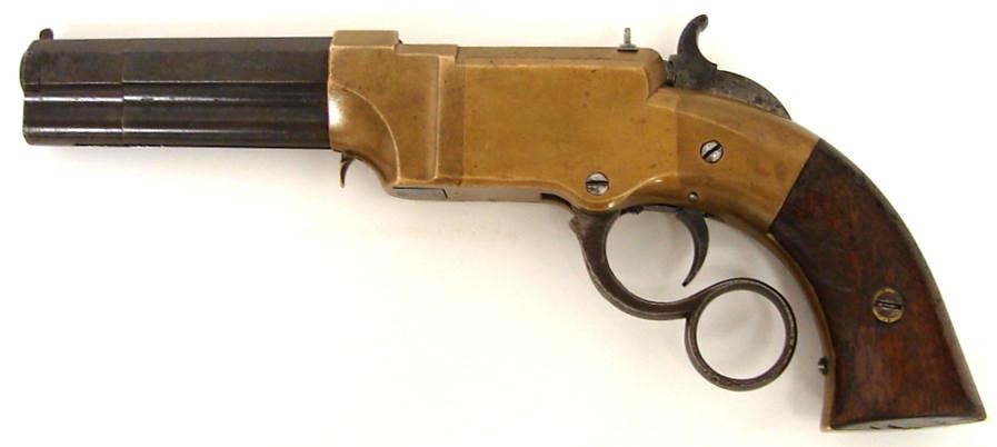 Volcanic Repeating pistol with excellent small brass frame, mustard ...