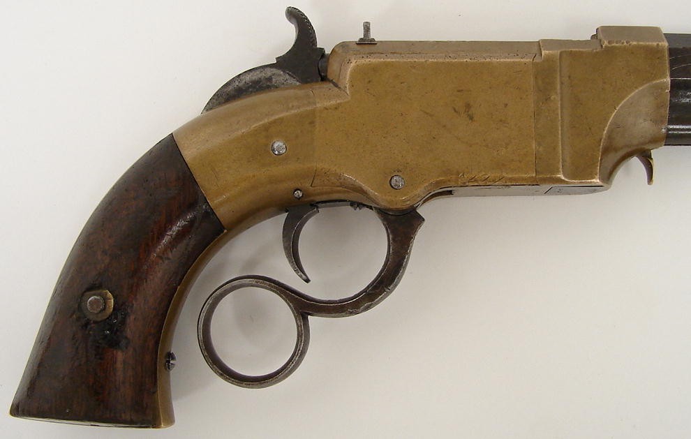 Volcanic Repeating pistol with excellent small brass frame, mustard ...