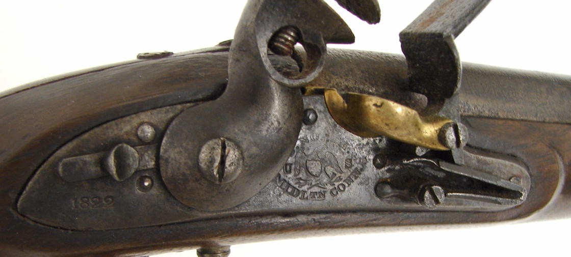 U.S. Model 1819 flintlock pistol. Very good wood with cartouche still ...