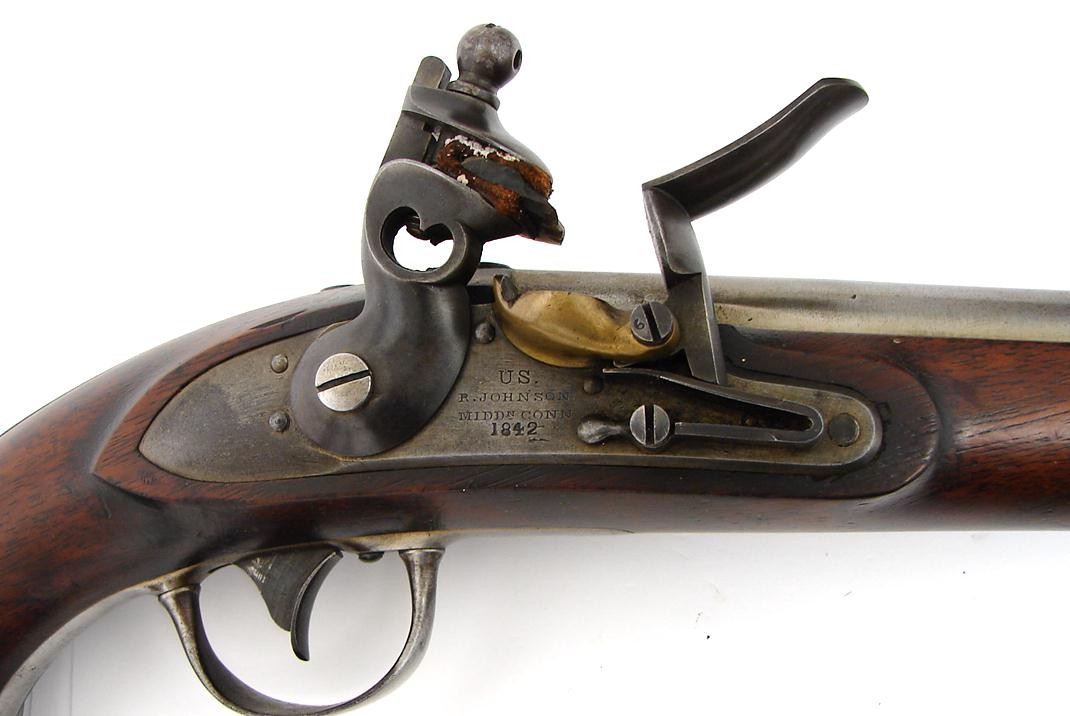 U.S. Model 1836 Flintlock by R. Johnson dated 1842. Stock is excellent ...