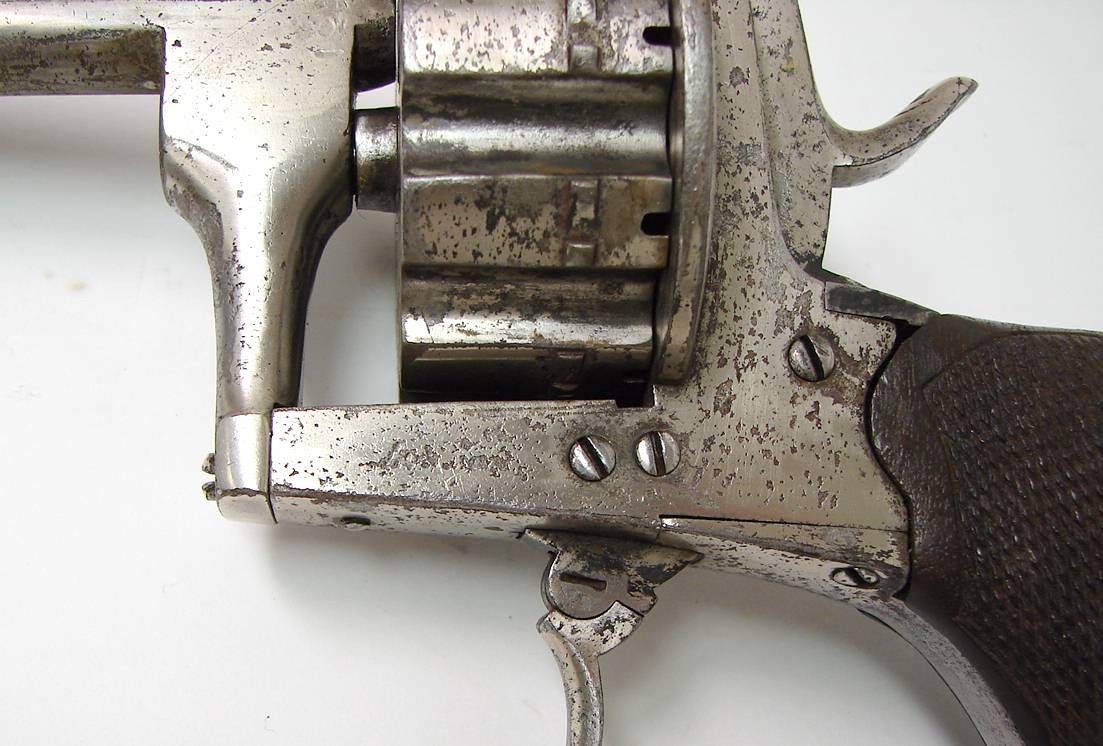 Rare French 20 shot 8mm pinfire revolver. Over/under alternating fire ...