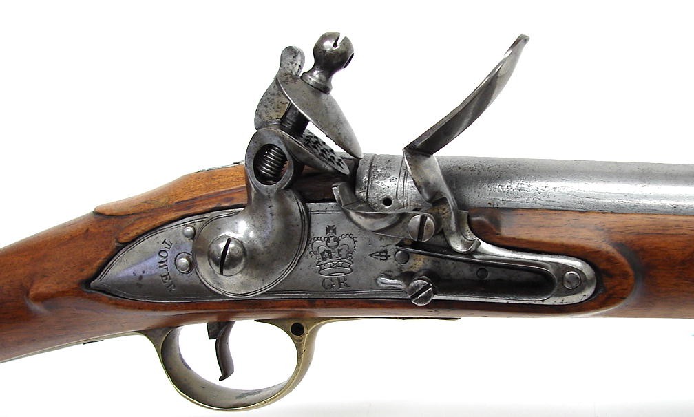 British 3rd Model Brown Bess 39 length barrel crown GR on lock Tower ...