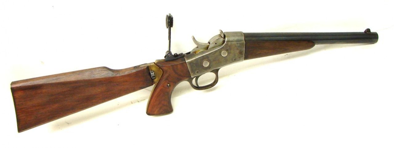Remington Rolling Block Pistol. With detachable stock. Rifle frame with ...