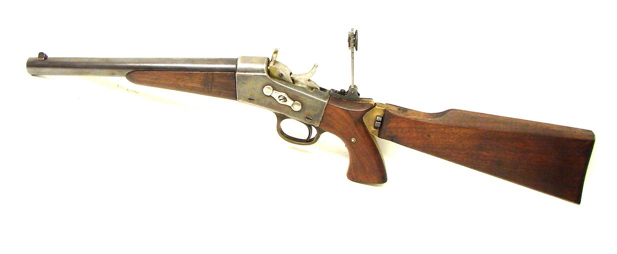 Remington Rolling Block Pistol. With detachable stock. Rifle frame with ...