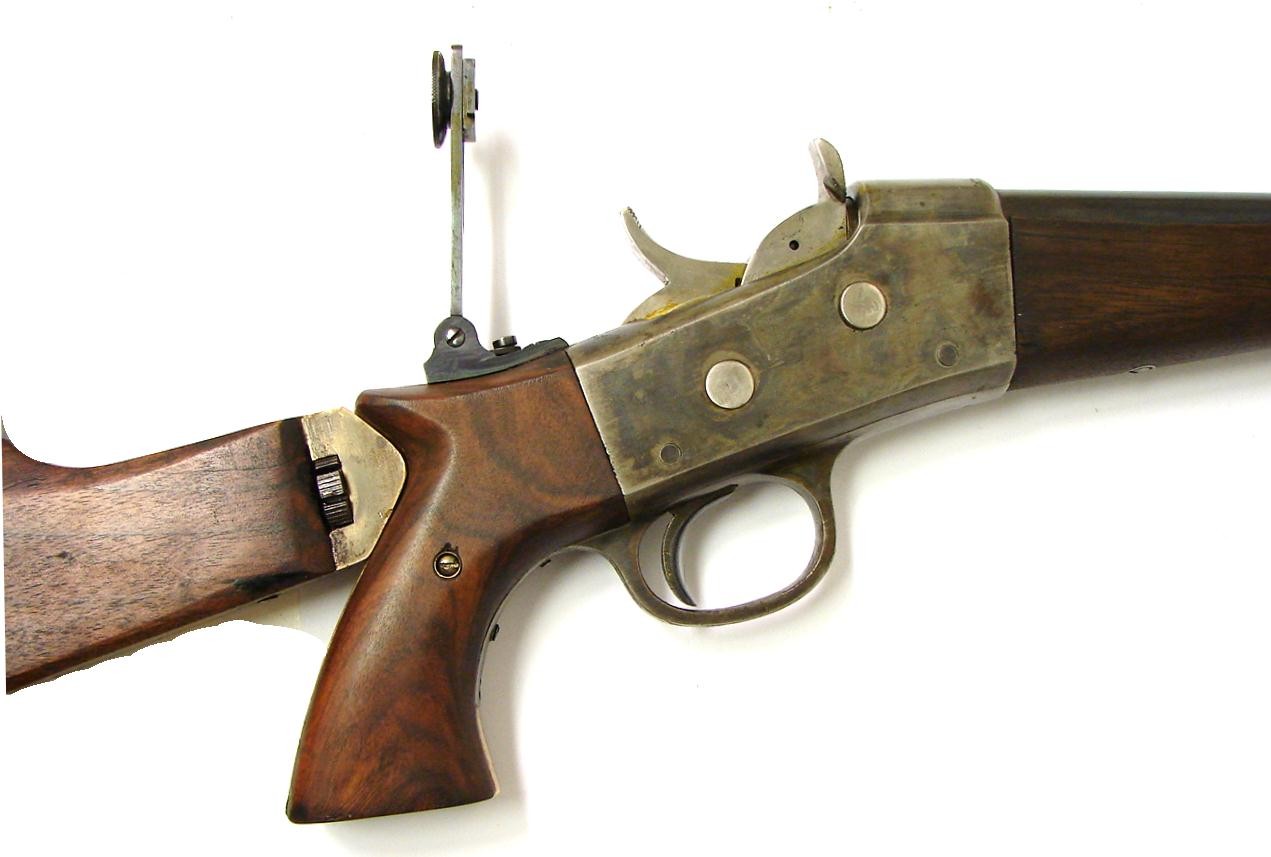 Remington Rolling Block Pistol. With detachable stock. Rifle frame with ...