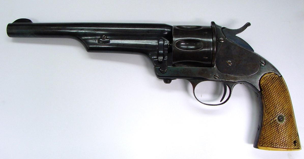 Merwin & Hulbert .44 caliber revolver with checkered Ivory grips. Bore ...