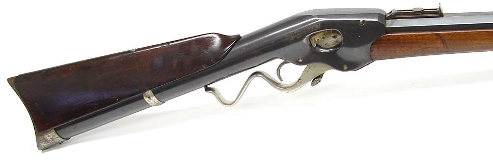 Evans Old Model Lever Action repeating rifle with factory nickel trim ...