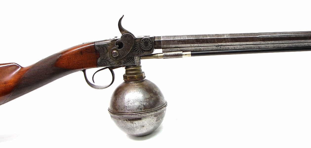 English Air Rifle. Early circa 1800 with Ball tank reservoir. These ...