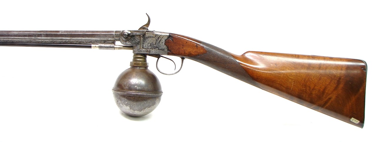 English Air Rifle. Early circa 1800 with Ball tank reservoir. These ...