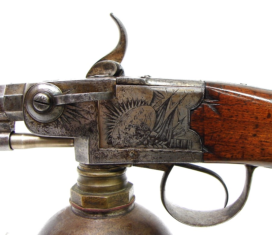 English Air Rifle. Early circa 1800 with Ball tank reservoir. These ...