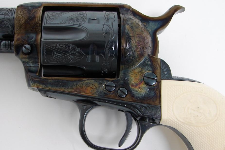 Colt Single Action .45 LC caliber revolver. Outstanding custom engraved ...