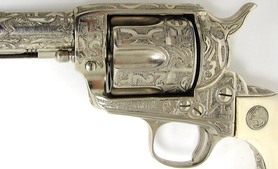 Colt Single Action .38-40 caliber revolver. 1st generation gun made in 1905. Custom cattle brand ...