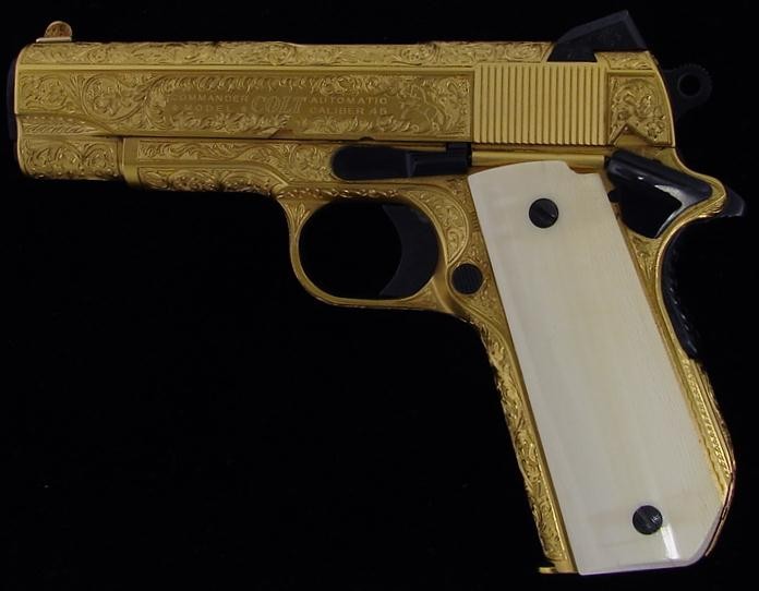 Colt Commander .45 ACP caliber pistol. Early lightweight model ...