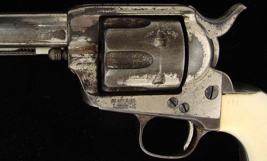 Colt Single Action .44-40 caliber revolver with etch barrel and ivory ...