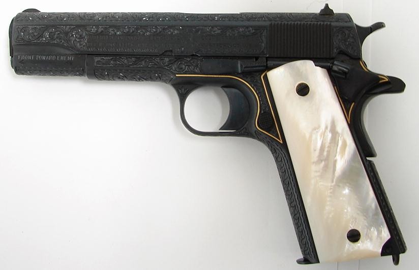 Colt 1911 .45 ACP caliber pistol. Beautiful custom engraved U.S ...