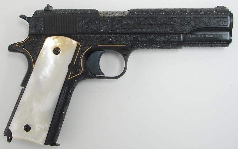 Colt 1911 .45 ACP caliber pistol. Beautiful custom engraved U.S ...