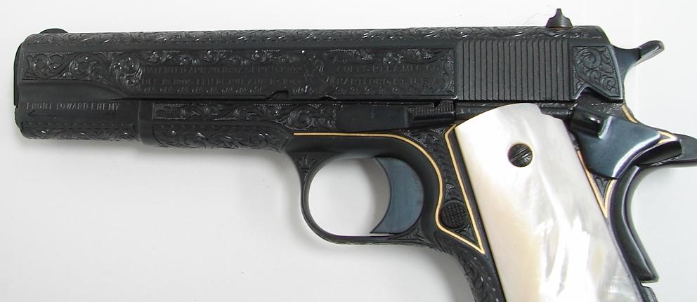 Colt 1911 .45 ACP caliber pistol. Beautiful custom engraved U.S ...