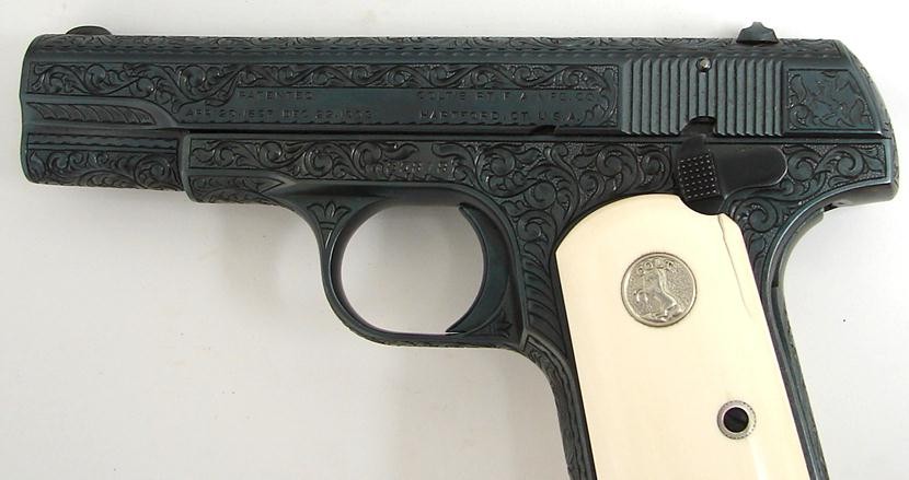 Colt 1908 .380 ACP caliber pistol. Beautiful custom engraved pre-war ...