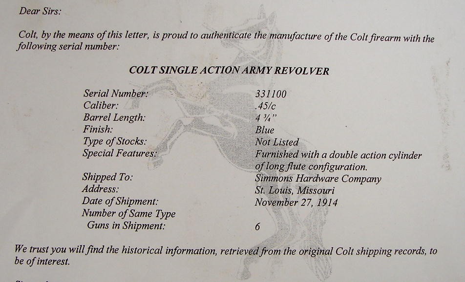 Colt Single Action .45 LC caliber revolver. Scarce long fluted cylinder ...