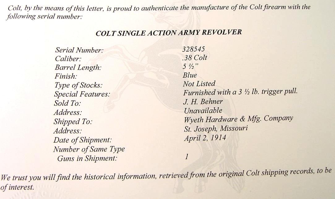 Colt Single Action Army .38 Colt caliber revolver. Colt Single Action ...