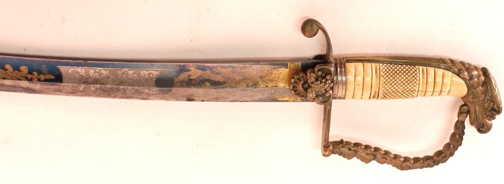Very Fine American Eagle Head sword. Excellent blue and gilt blade ...