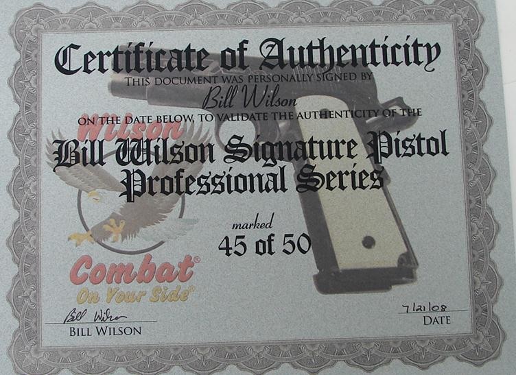 Wilson Combat Signature Professional .45 ACP caliber pistol. Bill ...