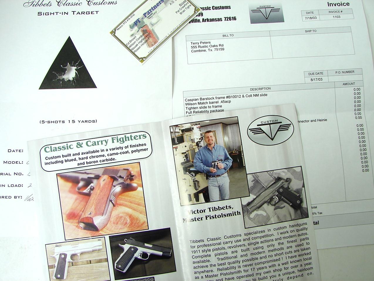 Caspian 1911 .45 ACP caliber pistol. Vic Tibbets Custom Combat .45 ...