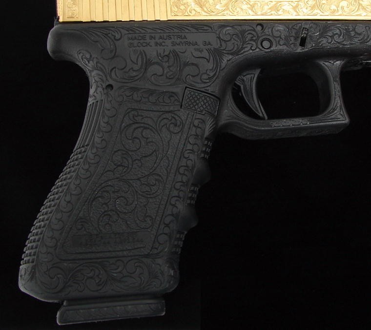 Glock 35 .40 S&W caliber pistol. Extra fancy custom engraved and gold ...