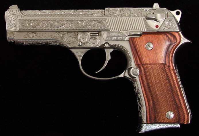 Beretta 92F Compact 9mm Para caliber pistol. Beautiful custom engraved ...