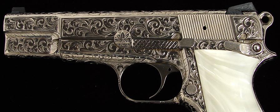 Browning Hi-Power 9mm Para caliber pistol. Beautiful custom engraved ...