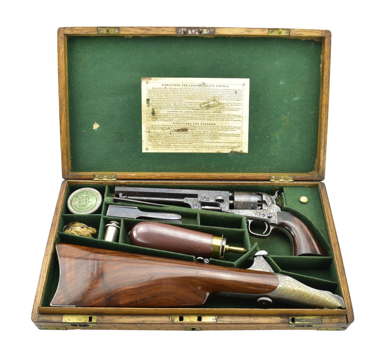 Cased Factory Engraved Colt 1851 Navy with Engraved Shoulder Stock ...