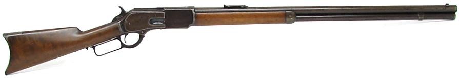 Winchester 1876 .45-75 caliber rifle with pretty blue-brown patina on ...