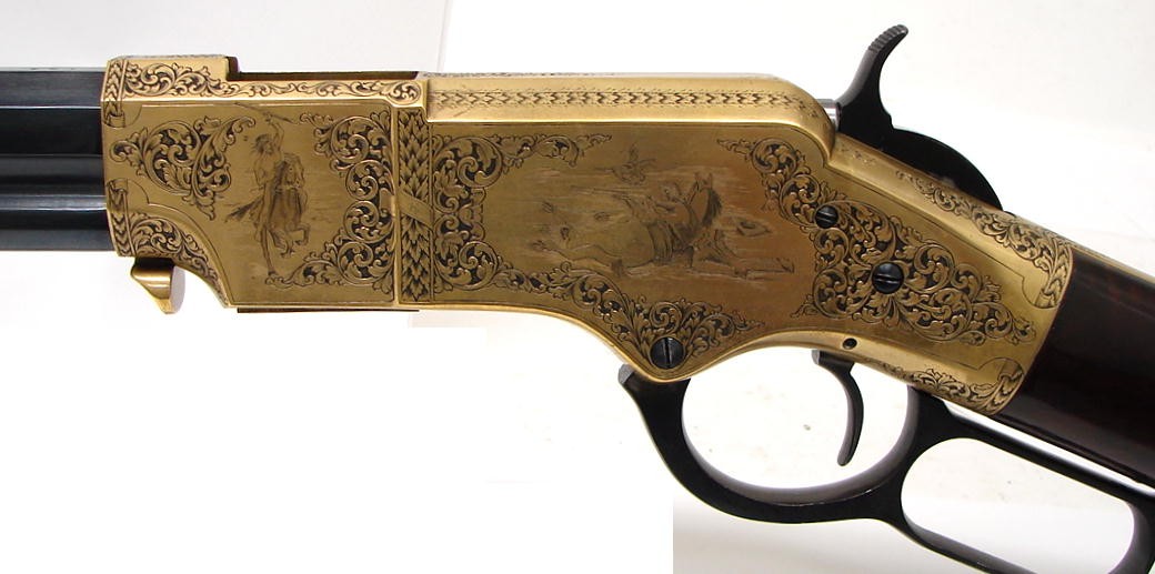Navy Arms 1860 Henry .44-40 caliber rifle. Beautifully custom engraved ...